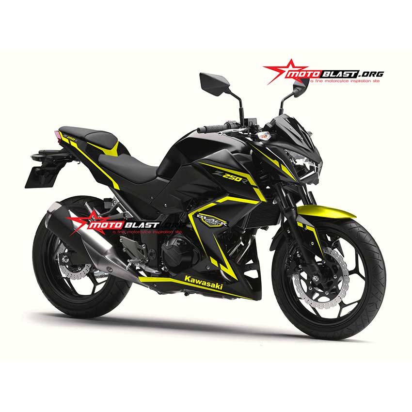 Decal Stiker Kawasaki Z250 Black Yellow Elegant - Motoblast.id
