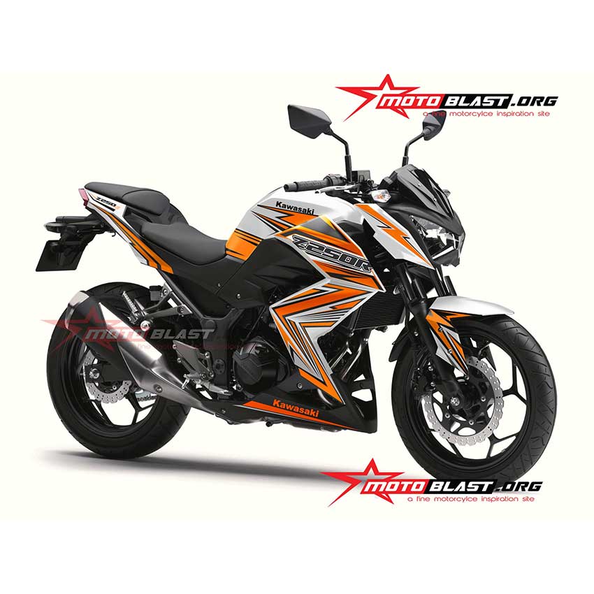Decal Stiker Kawasaki Z250 White Orange Slash - Motoblast.id