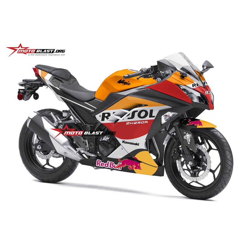 Decal Stiker Kawasaki Ninja 250R FI Repsol - Motoblast.id