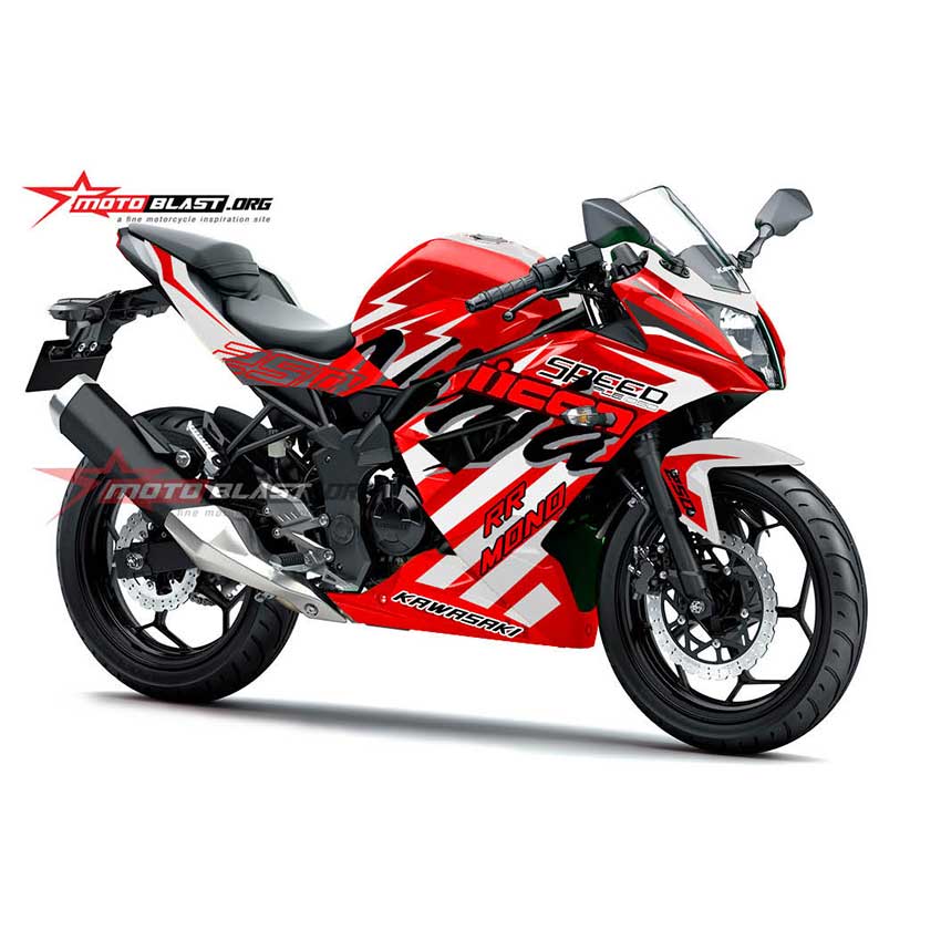 Decal Stiker Kawasaki Ninja 250 RR Mono Red ICON - Motoblast.id