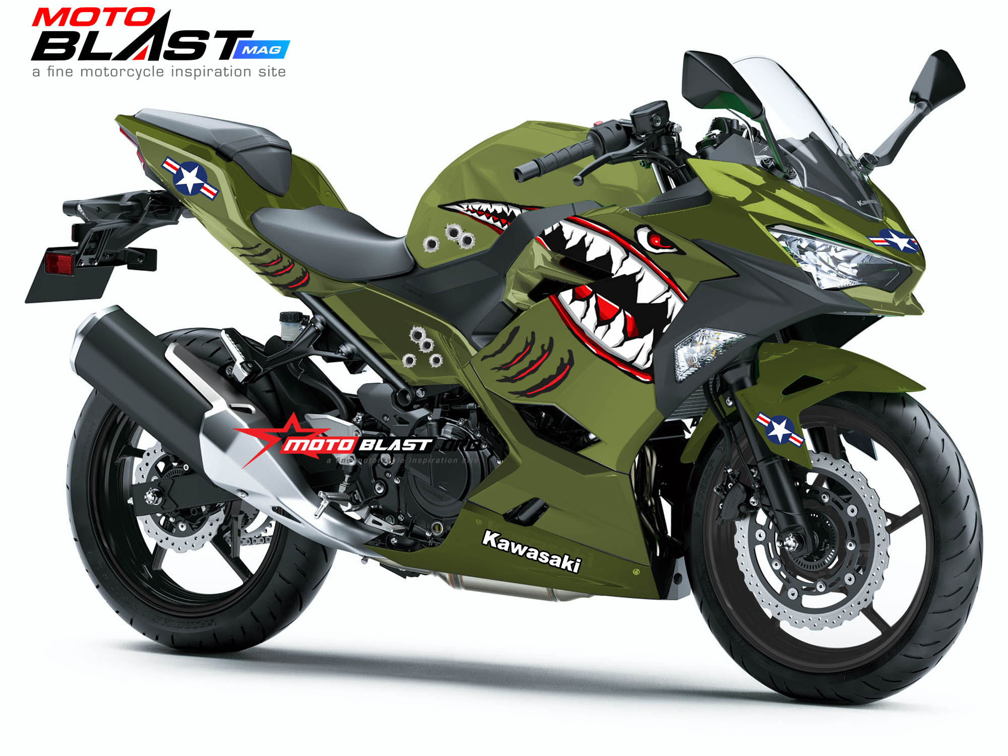 Decal Stiker KAWASAKI NEW NINJA 250R FI LIVERY GREEN SHARK SQUADRON ...