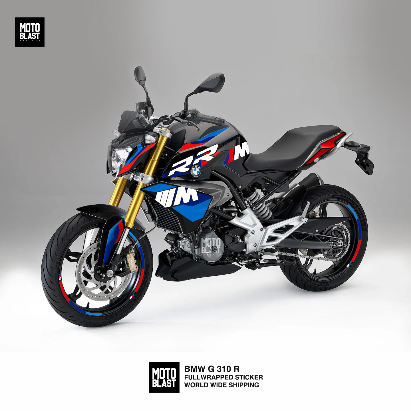 Decal stiker BMW G310R Black Tricolor Fullbody Motoblast - Motoblast.id