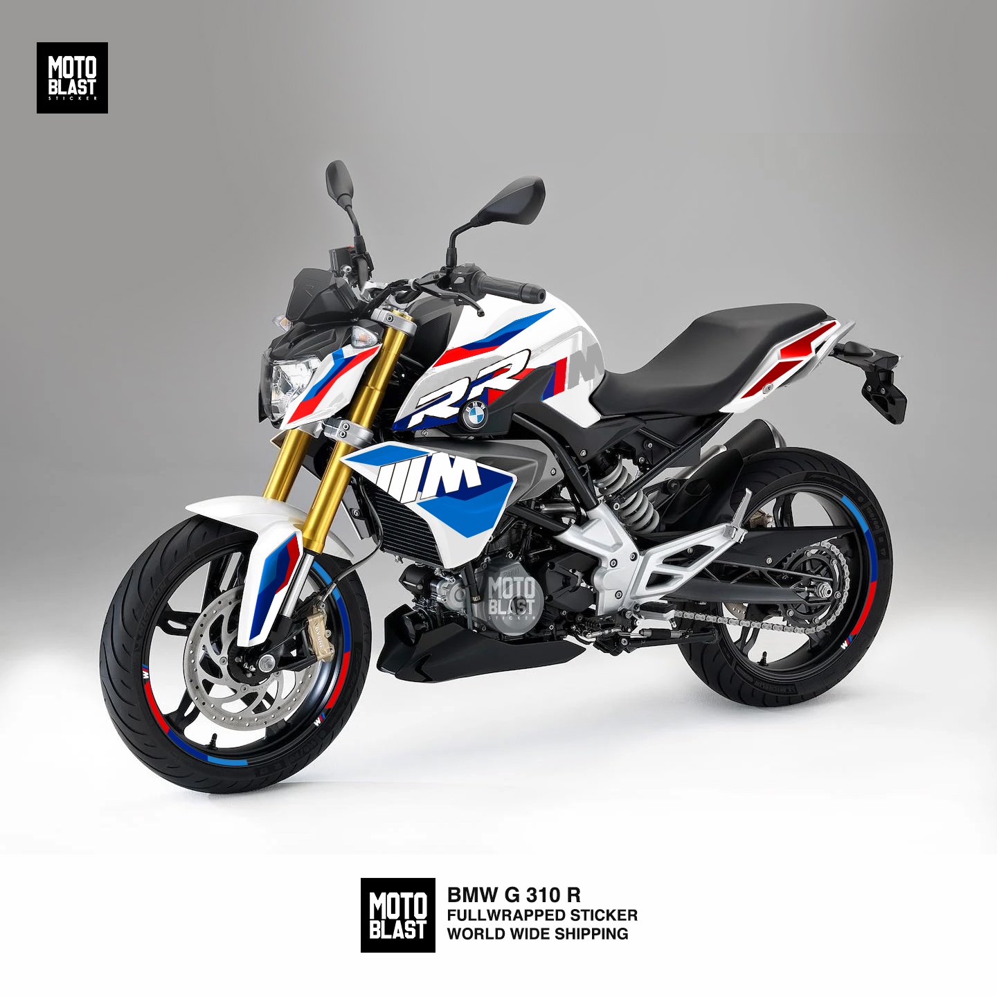Decal stiker BMW G310R White Tricolor Fullbody Motoblast - Motoblast.id