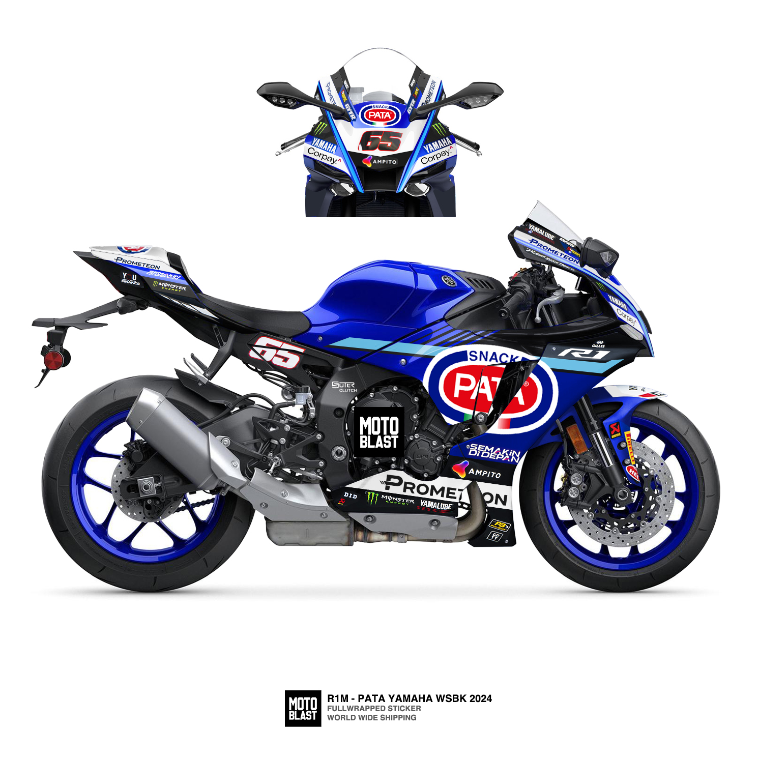 Decal stiker Yamaha R1M Pata WSBK 2024 Fullbody Motoblast - Motoblast.id