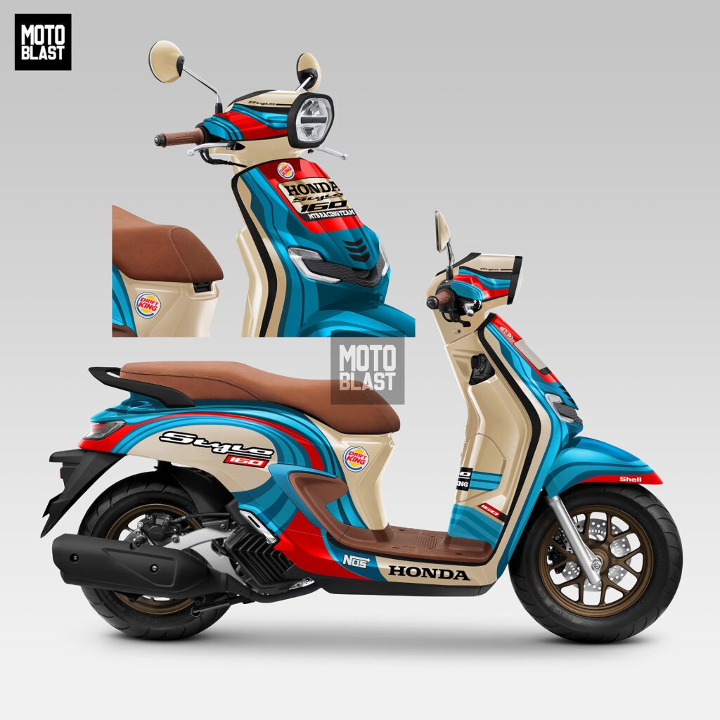 Decal Stiker HONDA STYLO 160 Blue Red VESMET - Motoblast.id