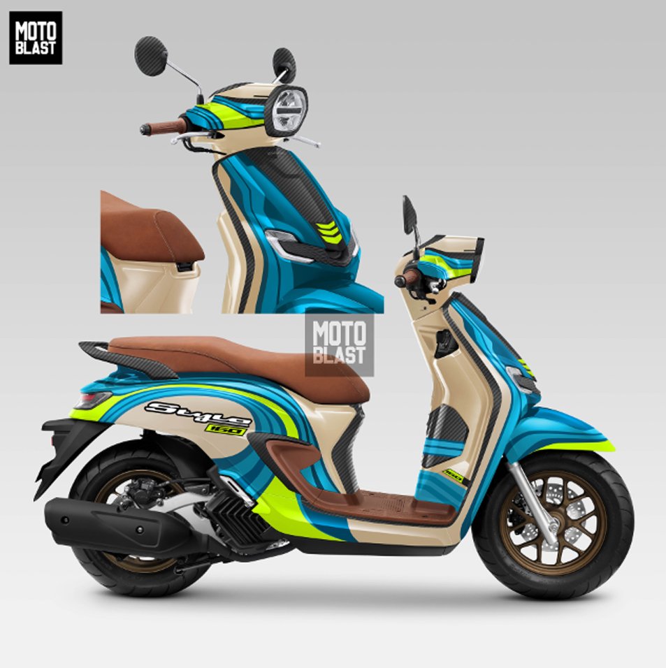 Decal Stiker HONDA STYLO GREEN FLUO VESMET - Motoblast.id