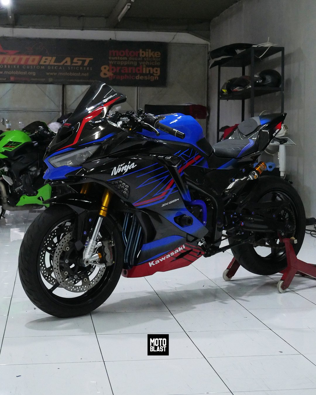 Decal Stiker KAWASAKI NINJA ZX25R KRT BLUE PLASMA - Motoblast.id